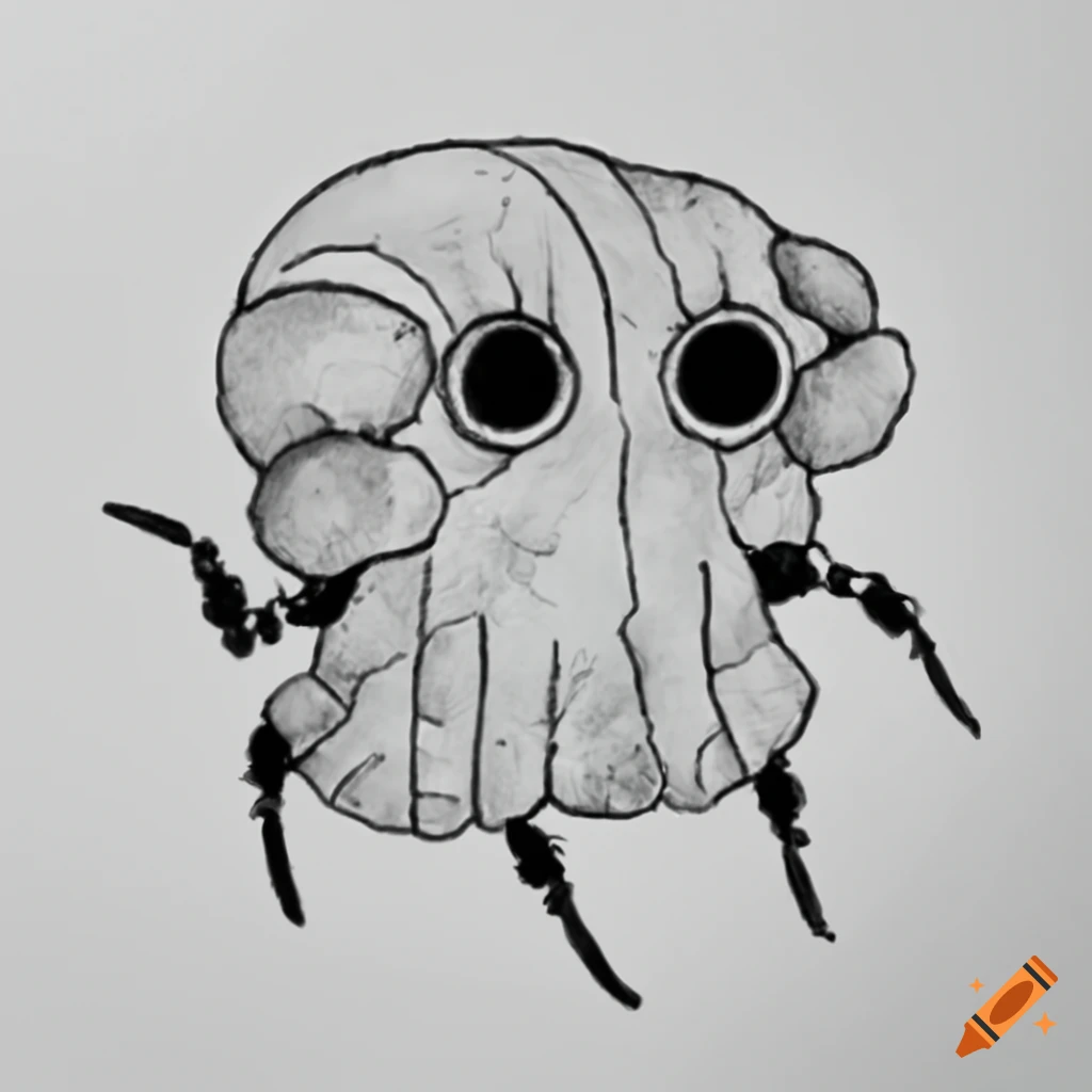 Watercolor drawing of mites on white background on Craiyon