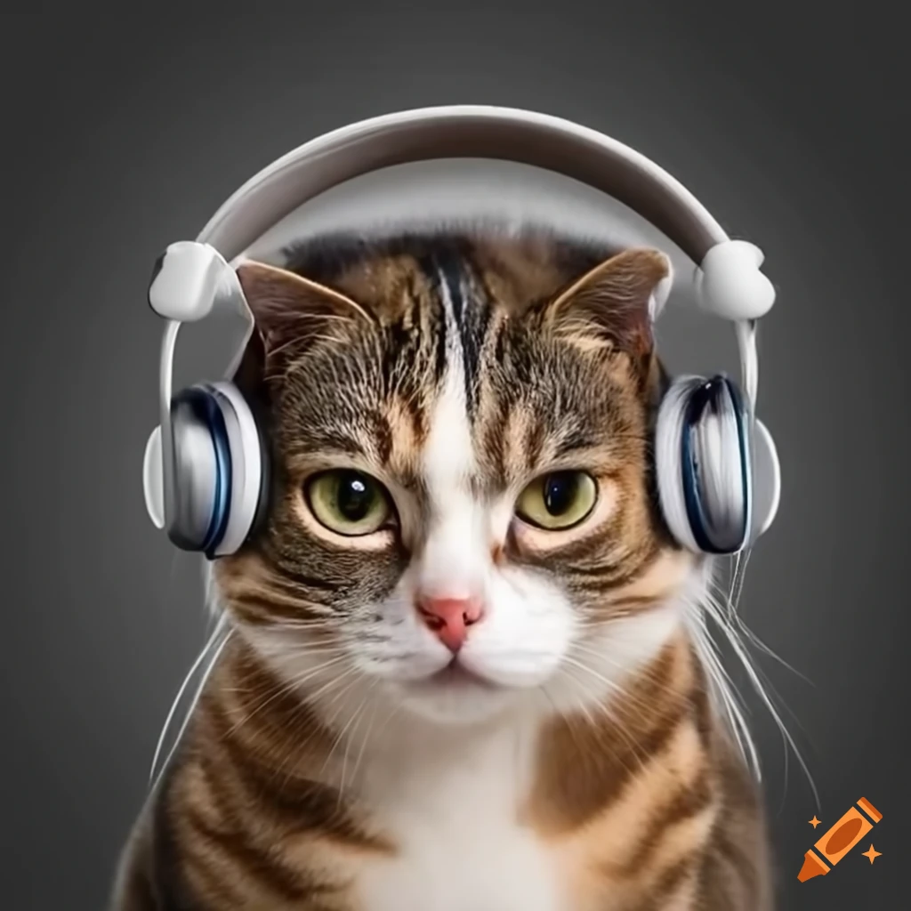 Cat wearing a cute headset on Craiyon