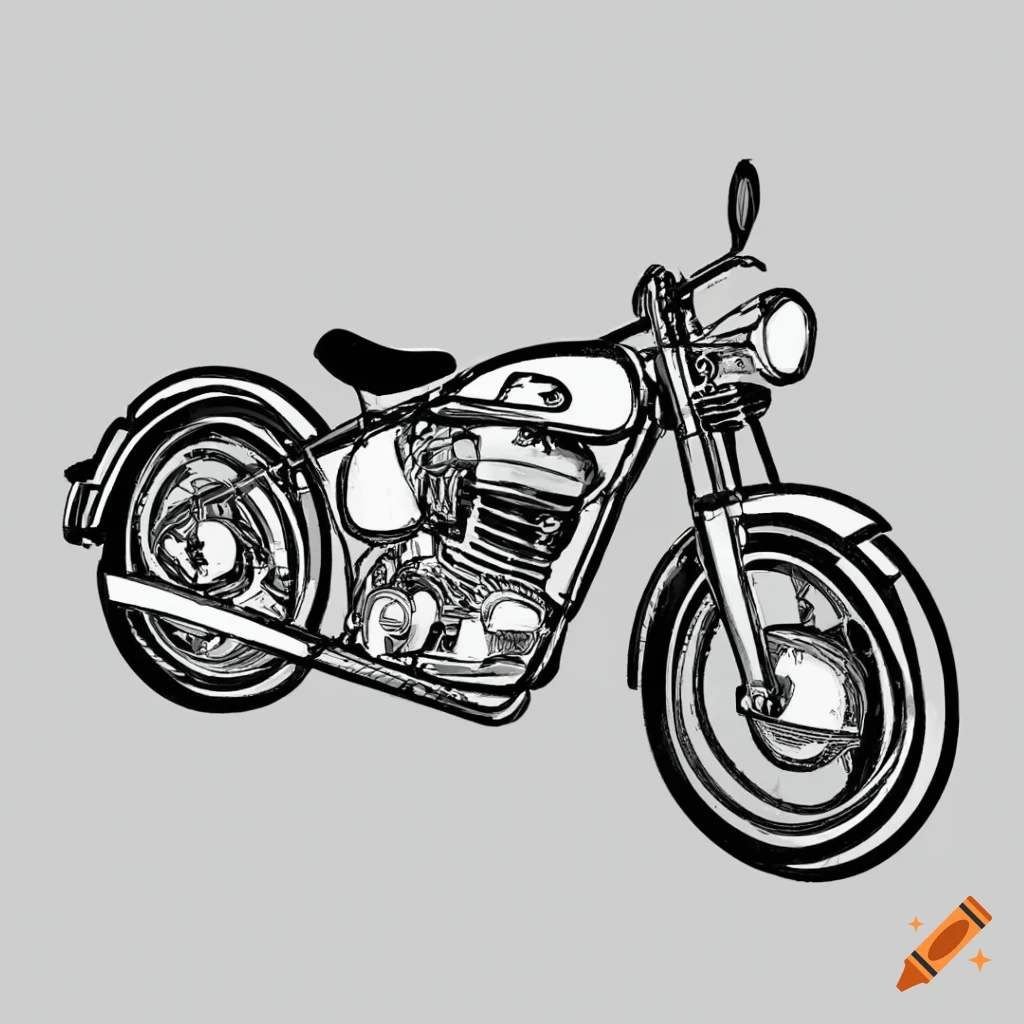 Classic motorcycle line drawing on Craiyon