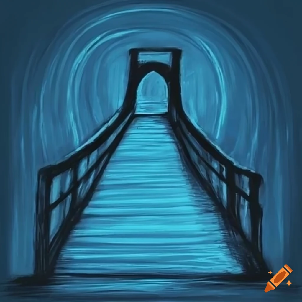 Bridge in blue chalk sketch on Craiyon
