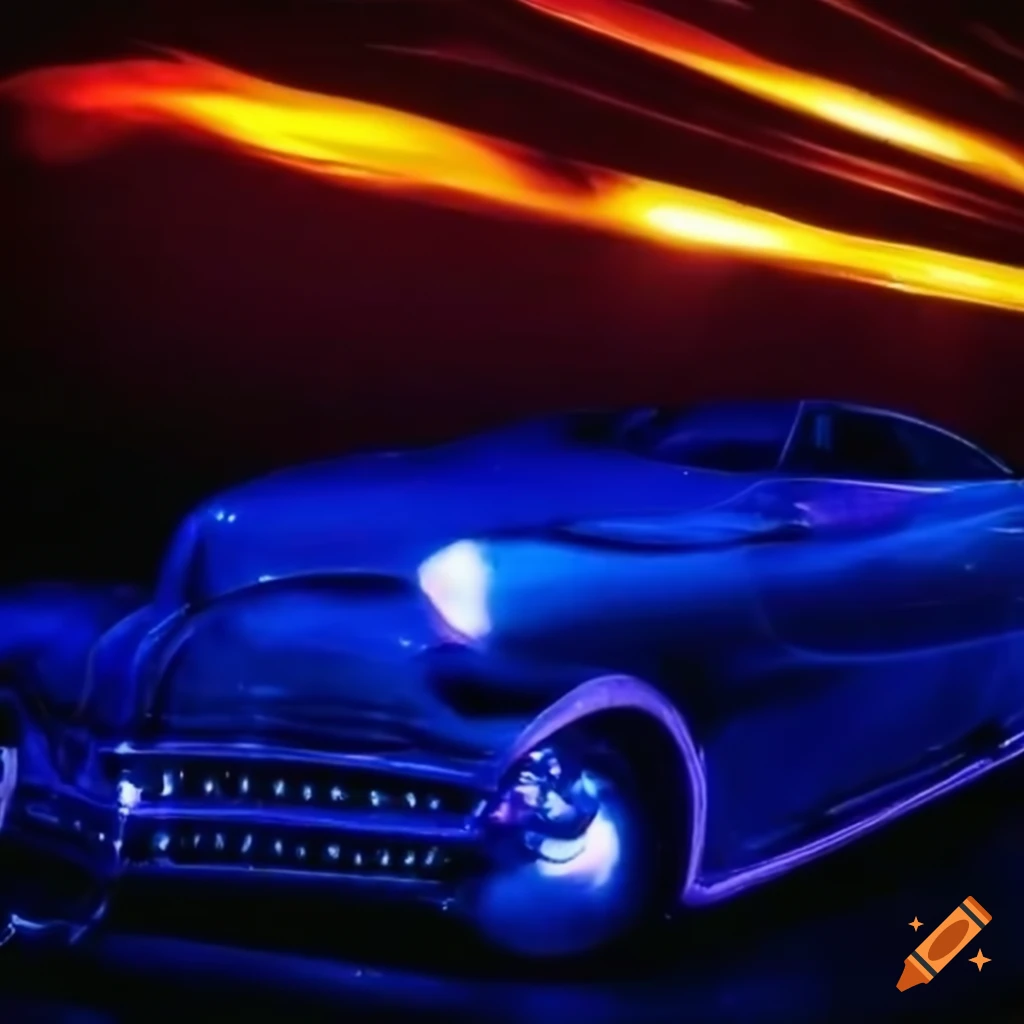 Blue flame car on Craiyon