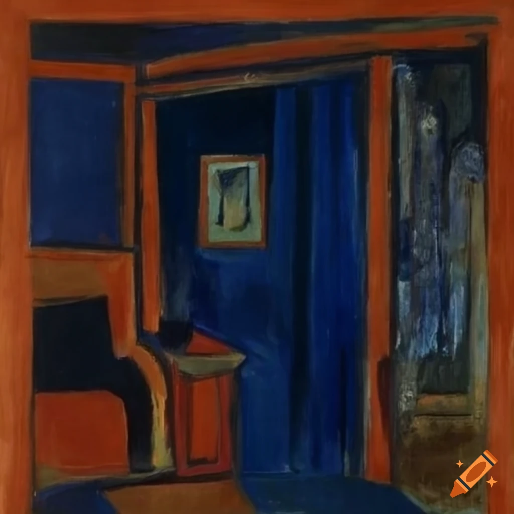 Interior room with indigo and pitch black colors inspired by pablo ...