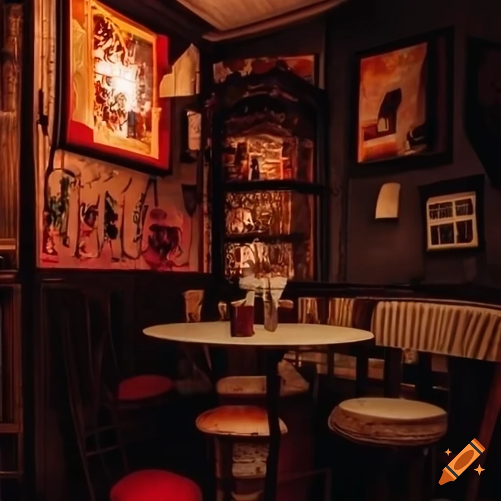 Spooky interior of a cafe on Craiyon