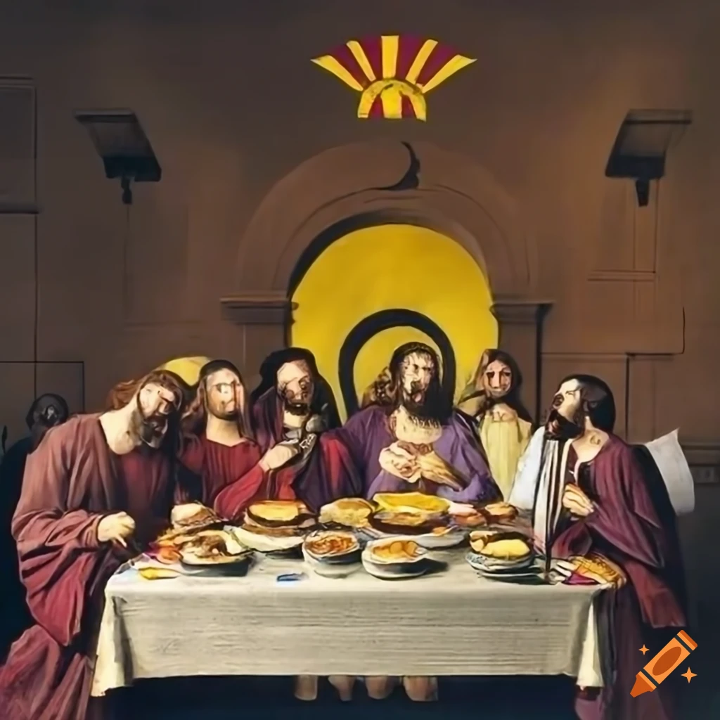 Modern interpretation of the lord's supper with hipster jesus and ...