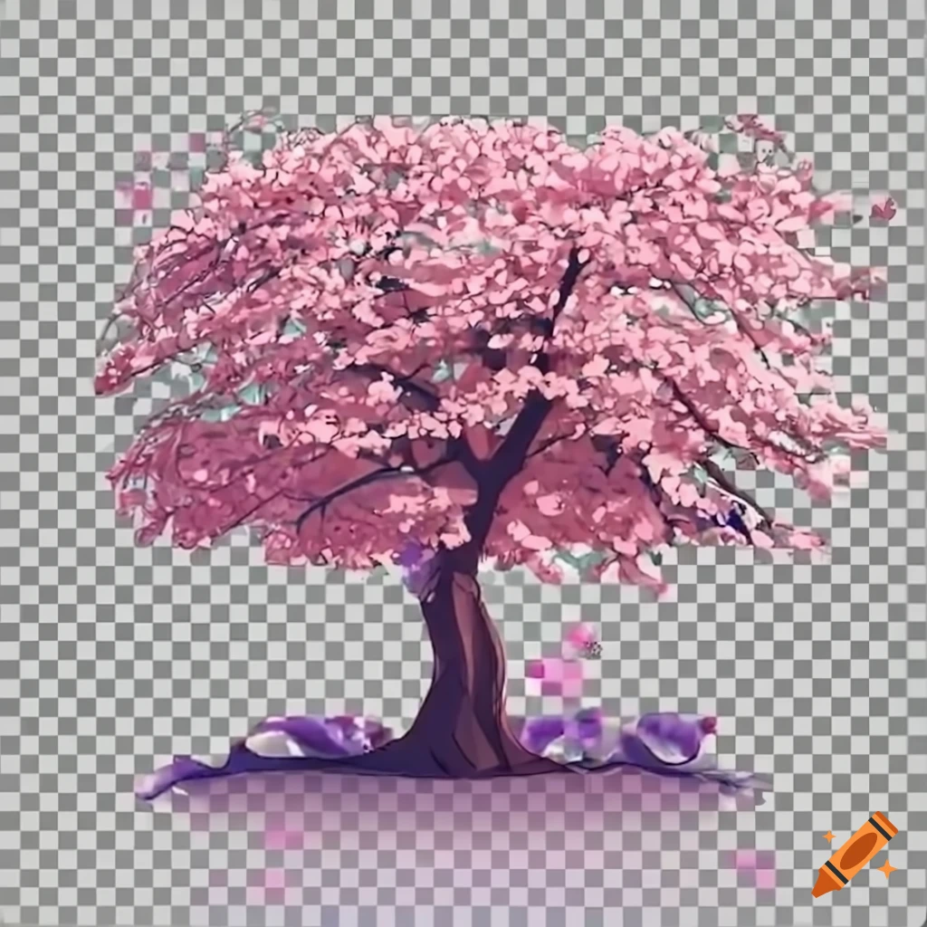 Anime cherry tree with transparent background on Craiyon