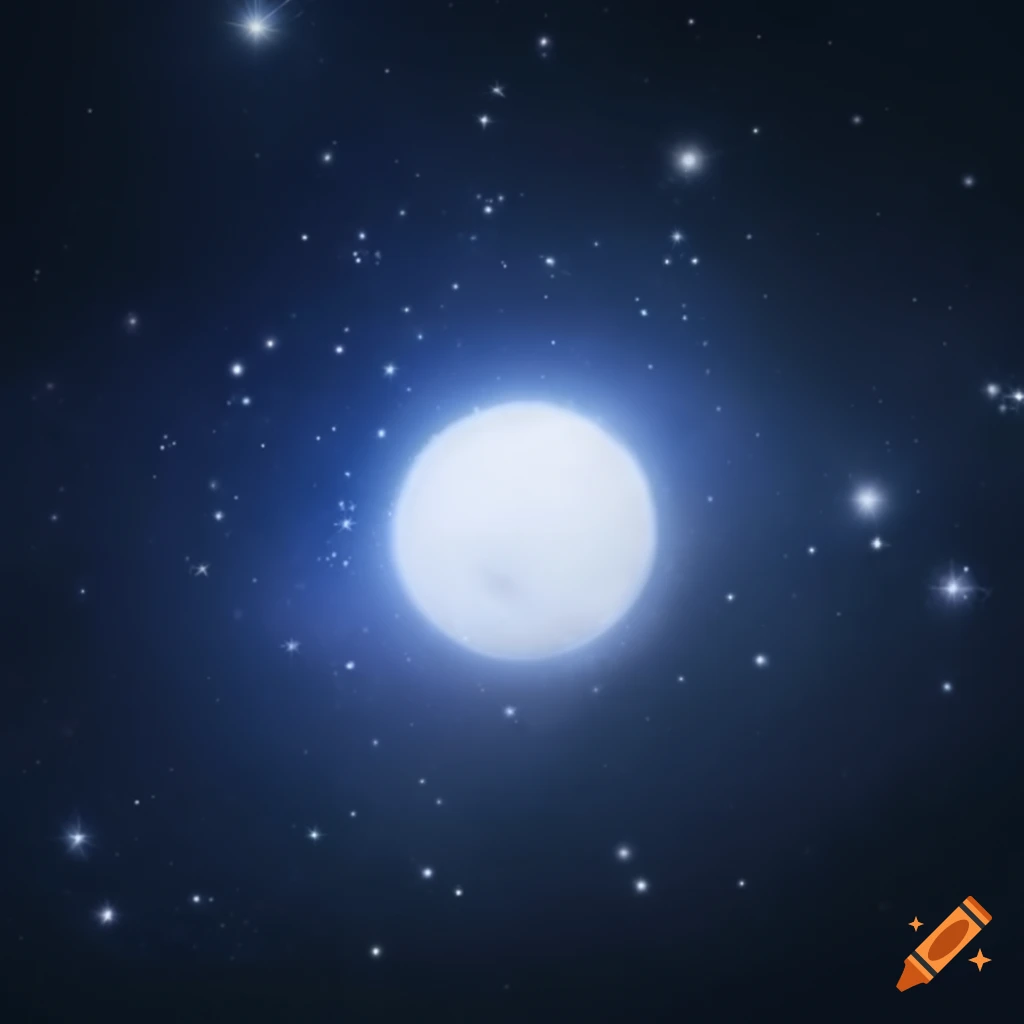 Bright, high-quality image of a round white star in space on Craiyon