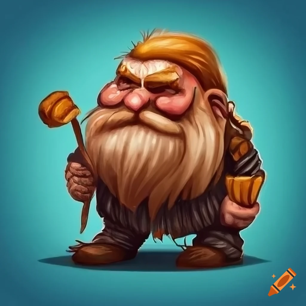 Round-nosed dwarf with food in his large beard on Craiyon