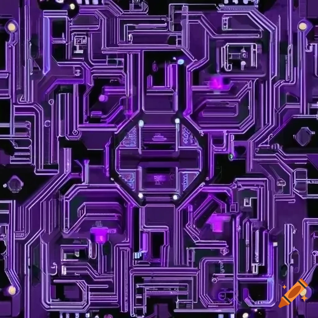 Purple circuit board pattern on Craiyon
