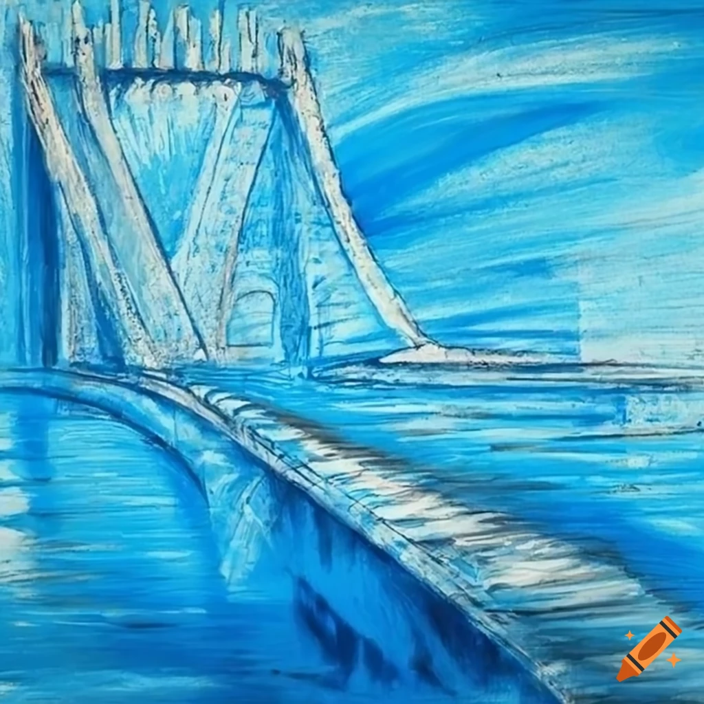 Bridge in blue chalk sketch on Craiyon