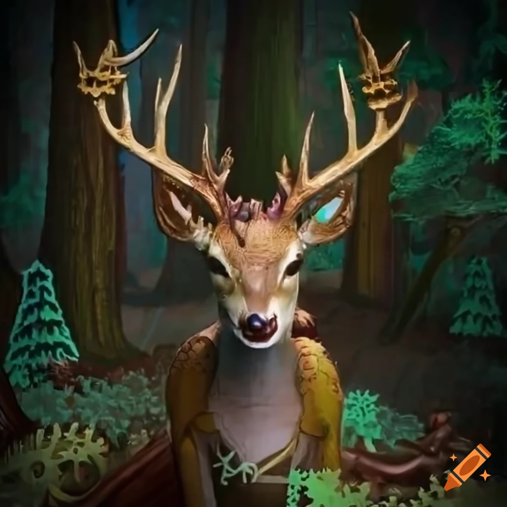Steampunk deer in an opulent forest on Craiyon