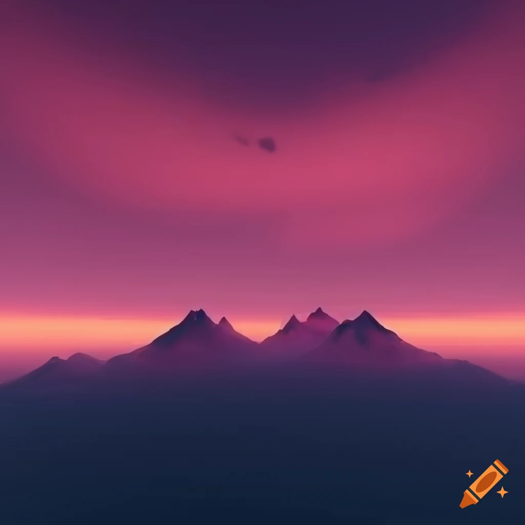 Mountainous skybox with a dark reddish tint on Craiyon