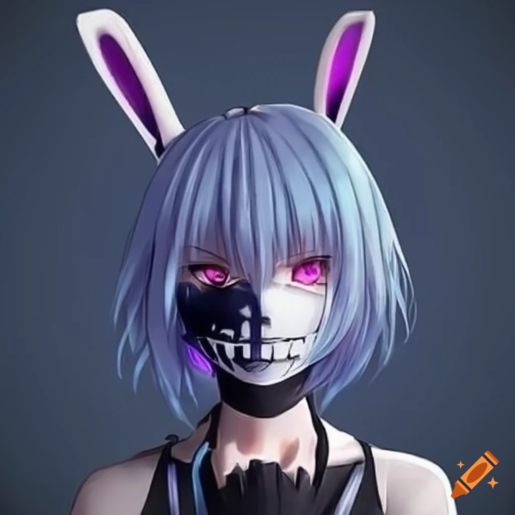 Cool blue anime character with cyber tokyo rabbit mask in 4k artwork on ...