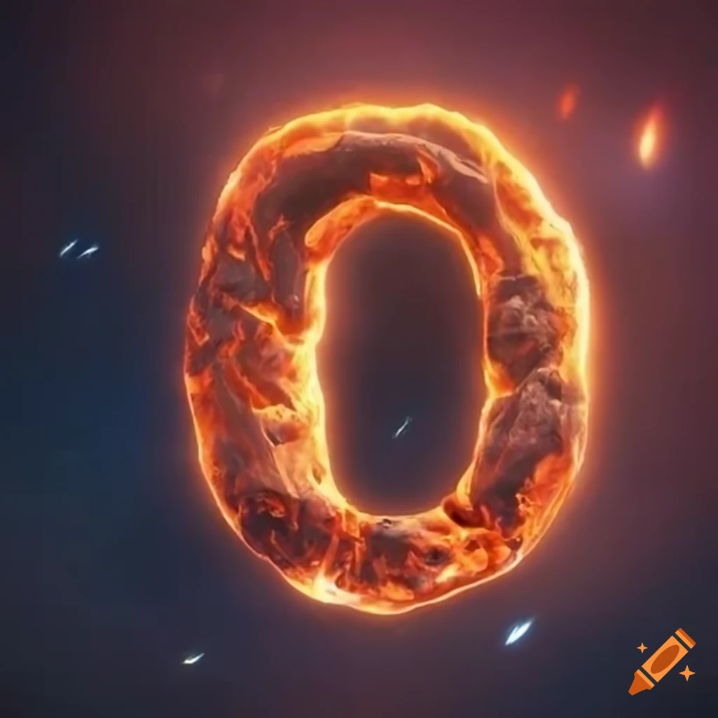 Letter o made of meteor/magma rock on Craiyon