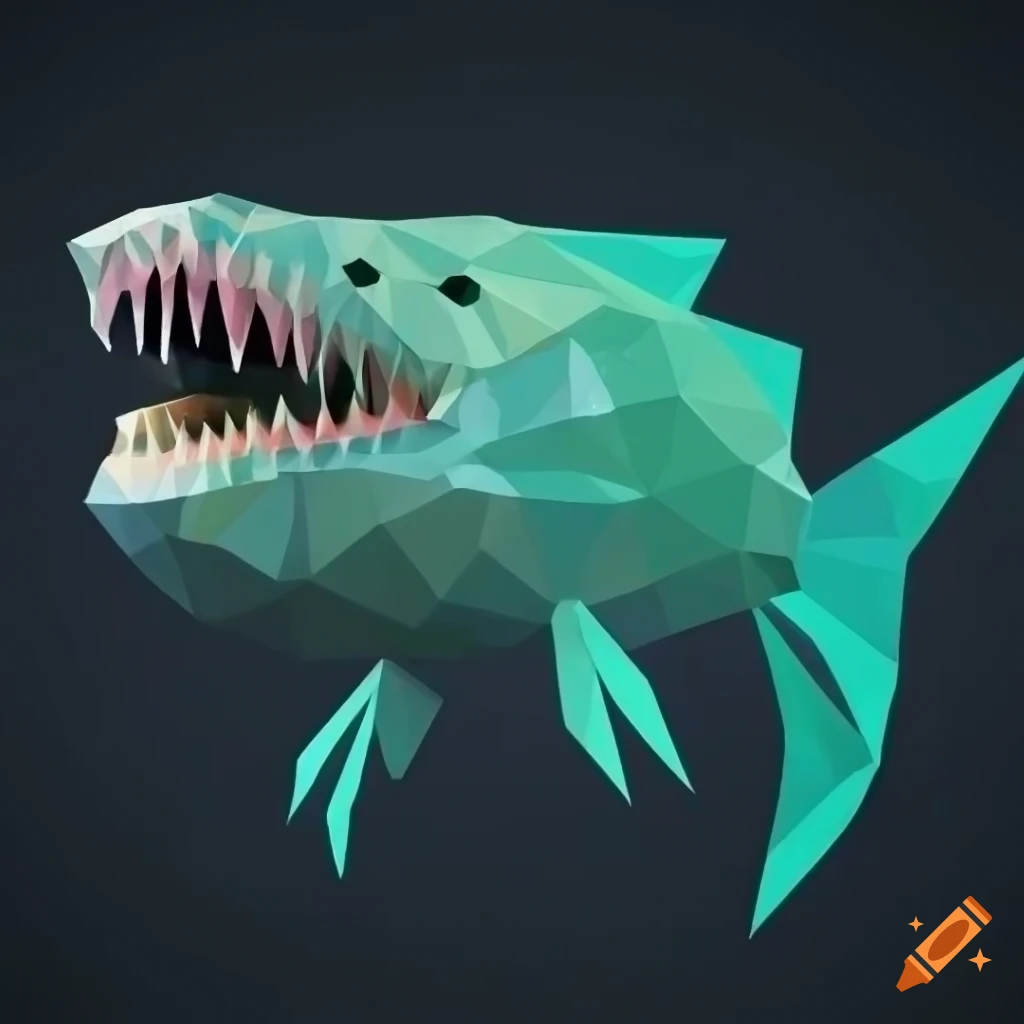 Low poly monster fish on Craiyon