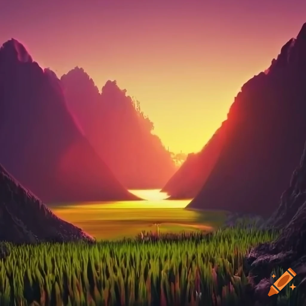 Breathtaking panoramic scene of a vast open field, photorealistic 3d ...