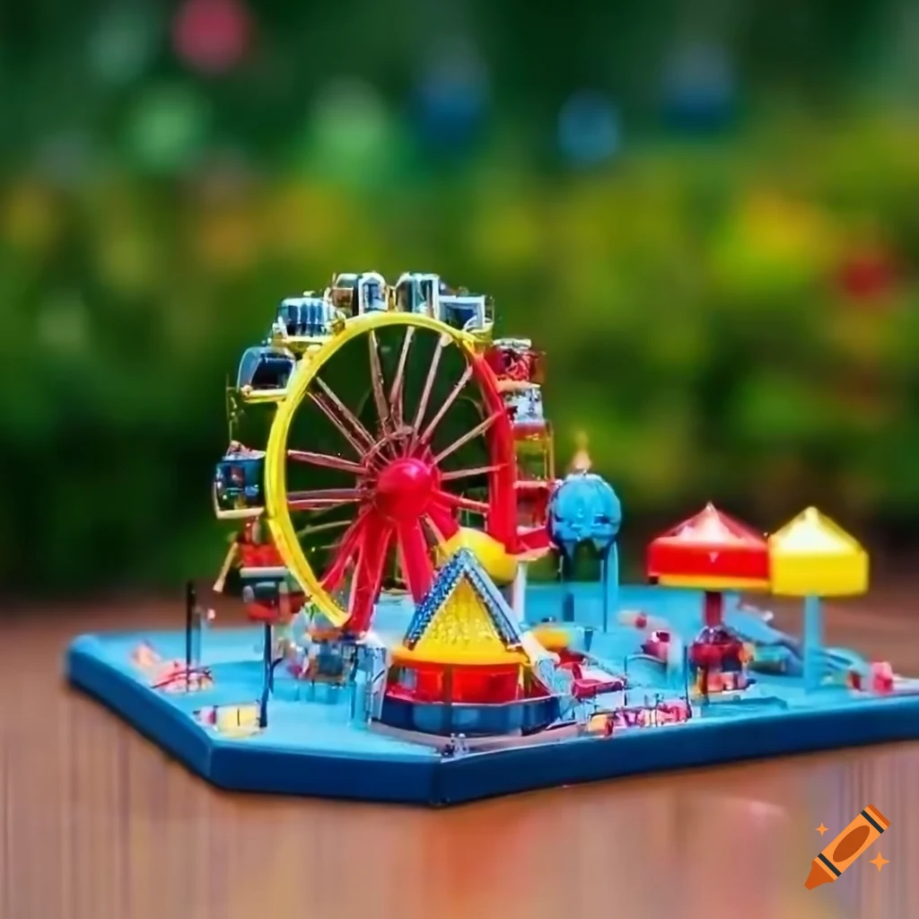 Miniature amusement park with ferris wheel, ultra detailed in macro ...