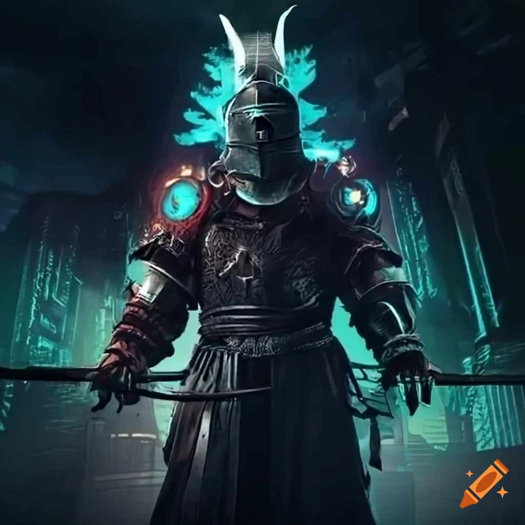 Cyberpunk medieval knight battles computer virus dragons on Craiyon