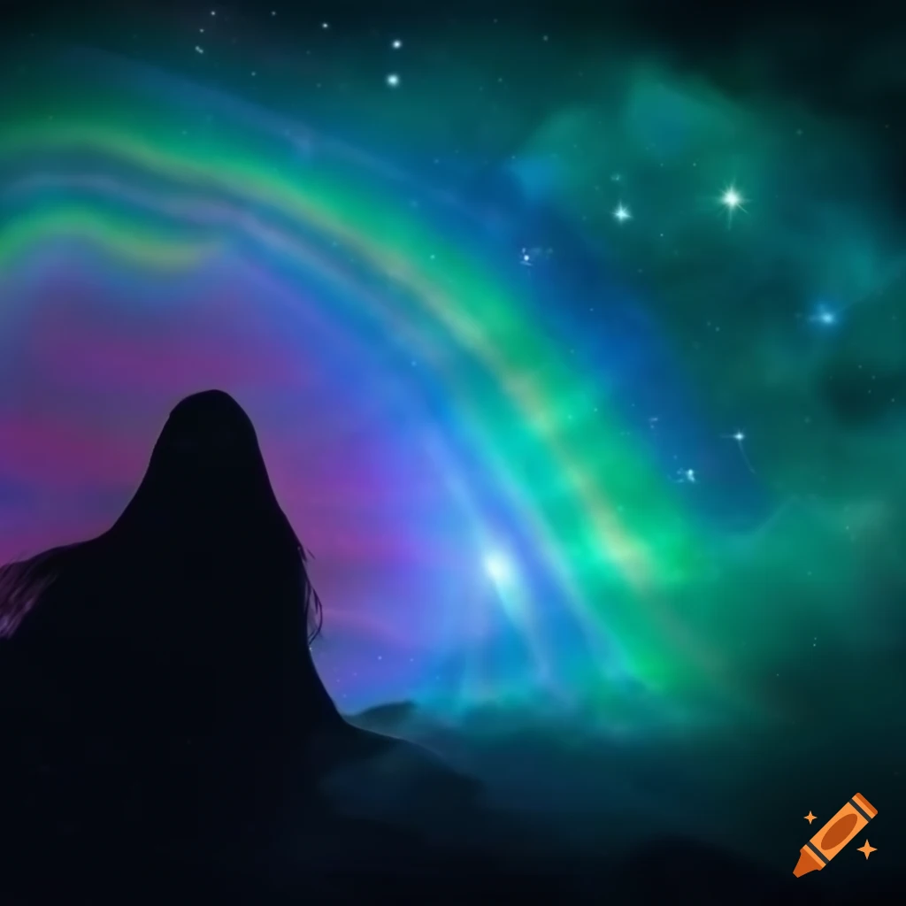 Celestial glow with holographic auras emanating from interconnected ...