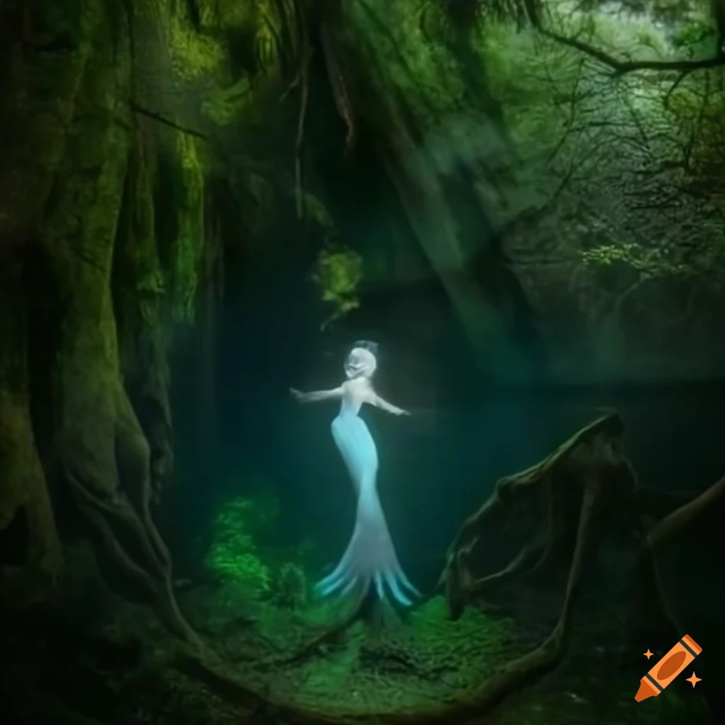 Nature's harmonious balance with deep blue lake, vivid fish, and ...