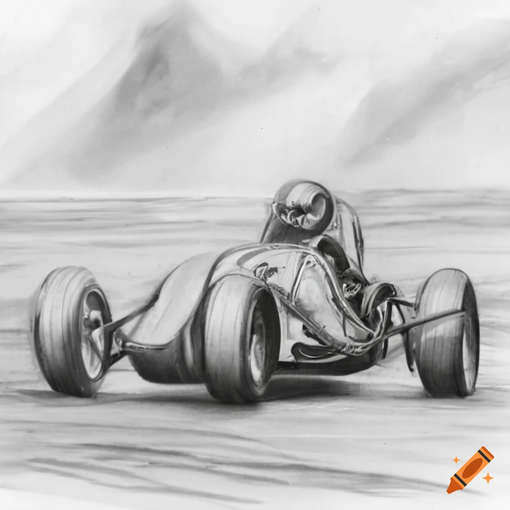 Bluebird donald campbell at bonneville speedway on Craiyon