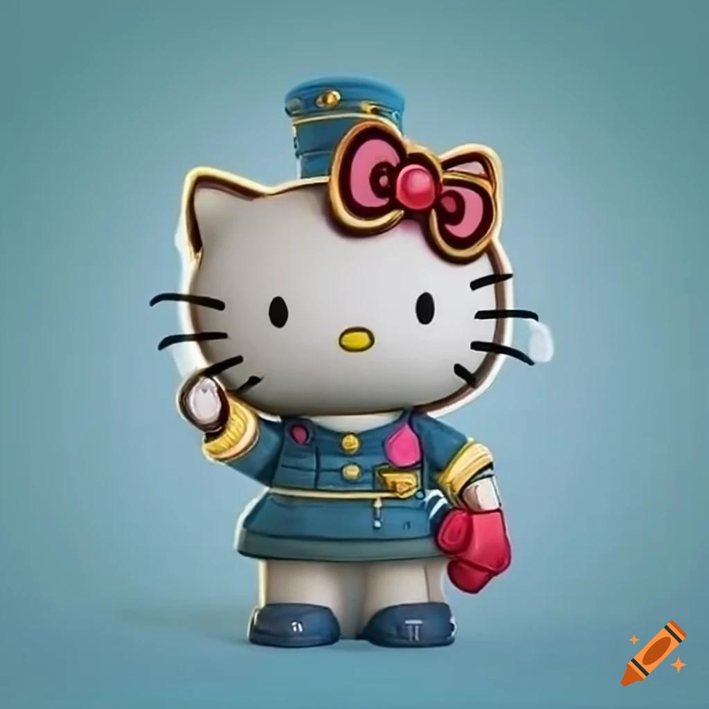 Hello kitty in military uniform doing a salute on Craiyon