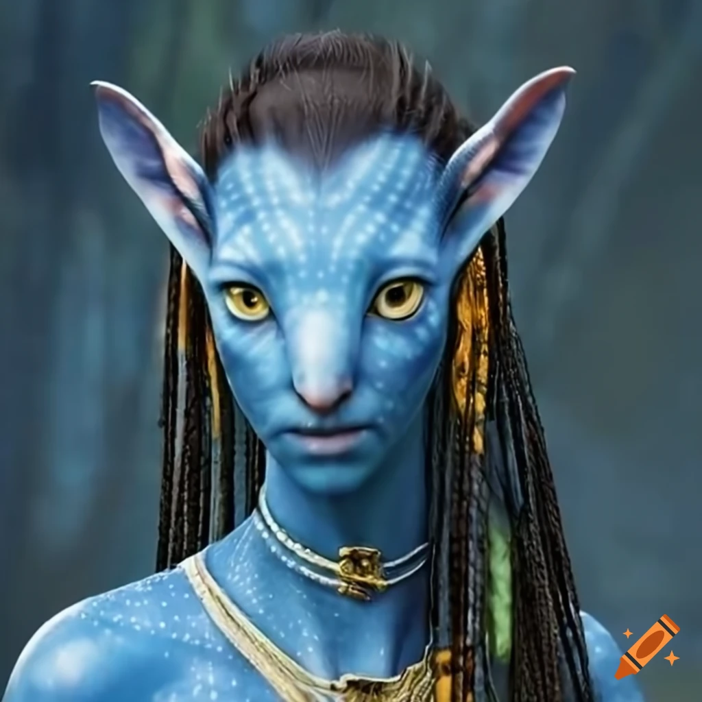 Female blue na'vi species from avatar: the way of water movie on Craiyon