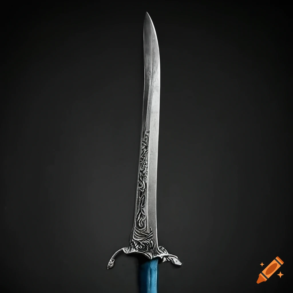 Engraved sword blade in a long shot on Craiyon