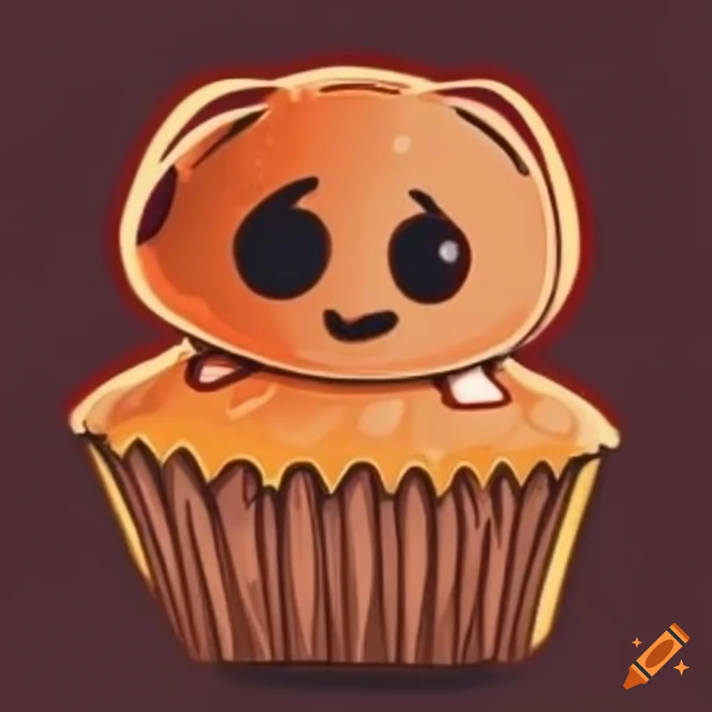 Cartoony muffin for discord server profile picture with orange theme on Craiyon