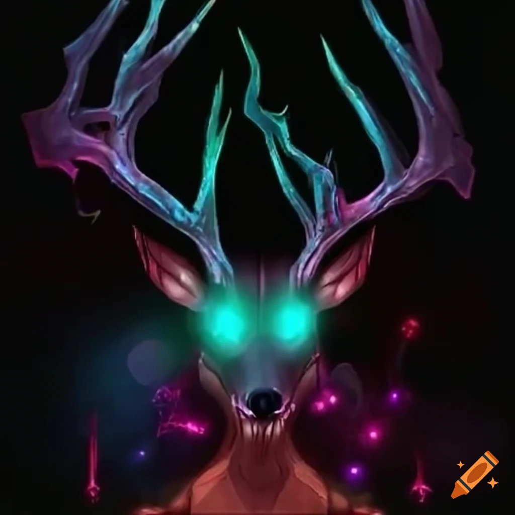 Cybernetic glowing deer in a Metroid Fusion scene on Craiyon