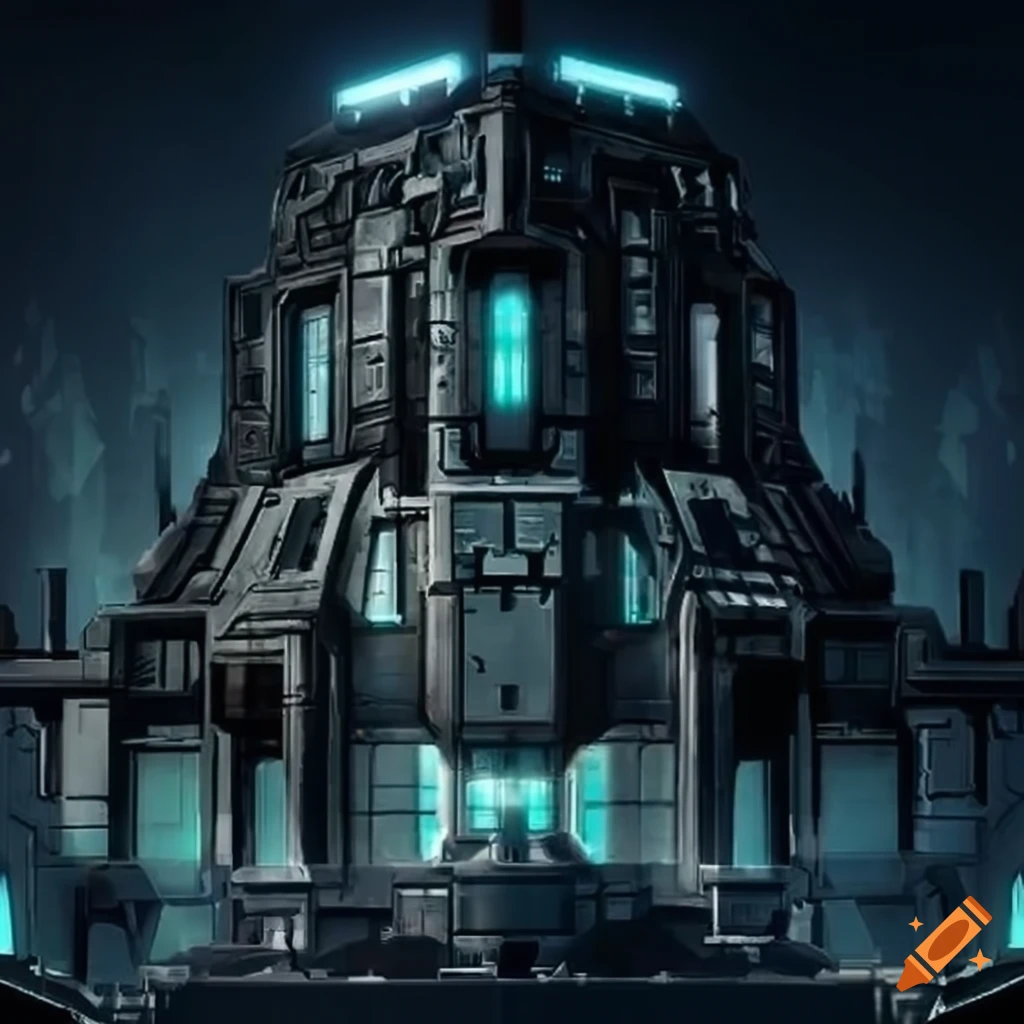 Futuristic weapons armory building on Craiyon