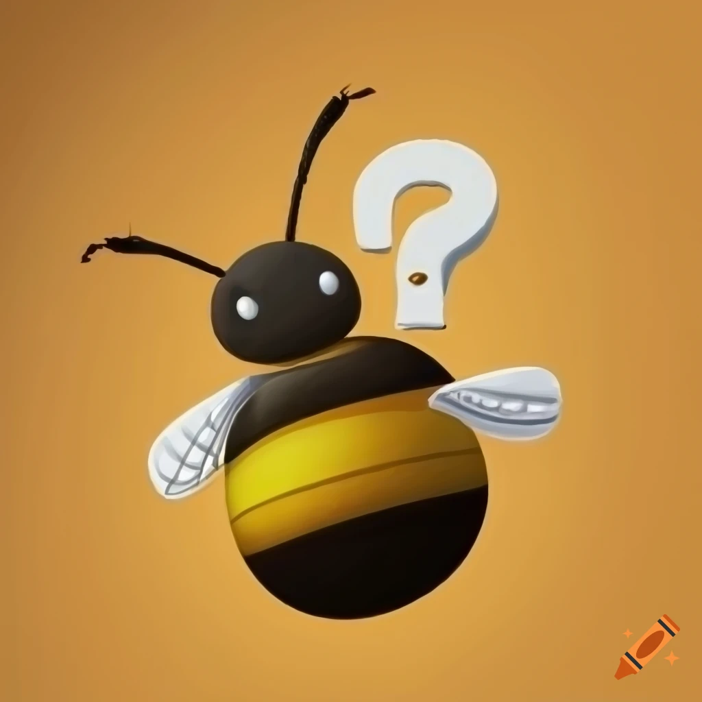 Artwork of a bee and a question mark on Craiyon