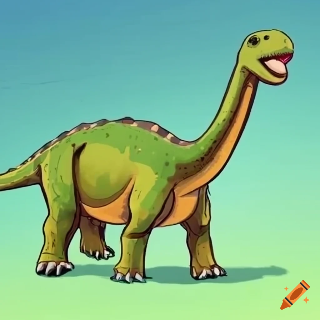 Brontosaurus cartoon illustration on Craiyon