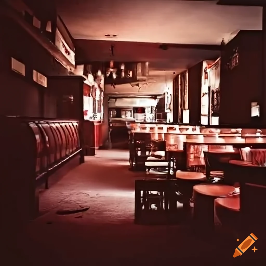 Vintage-style horror scene in a cafeteria setting on Craiyon