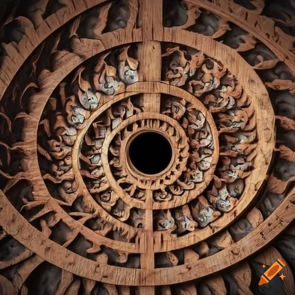 Exquisite dragon sculpture and wooden fractal patterns on Craiyon