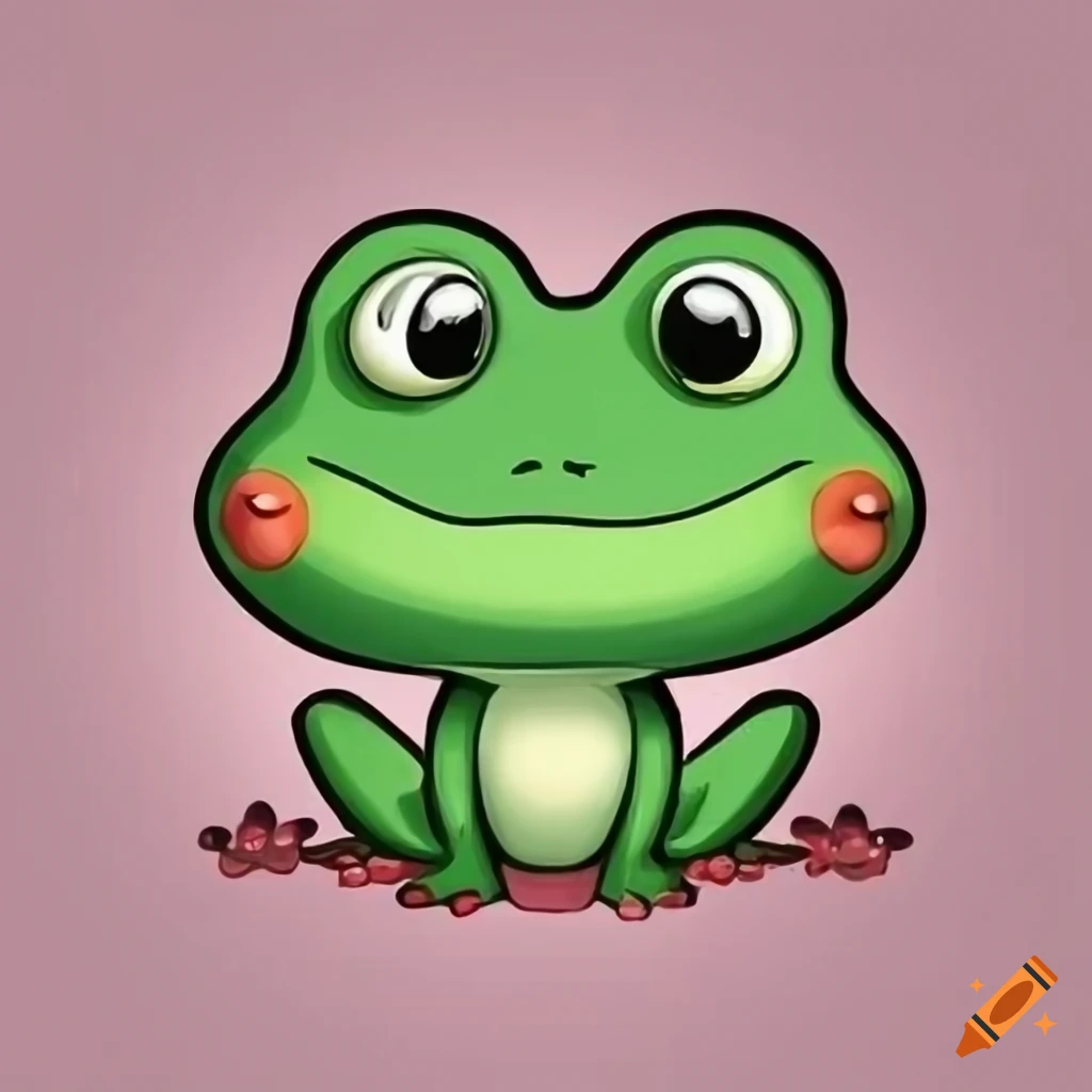Cartoon chibi frog illustration on Craiyon