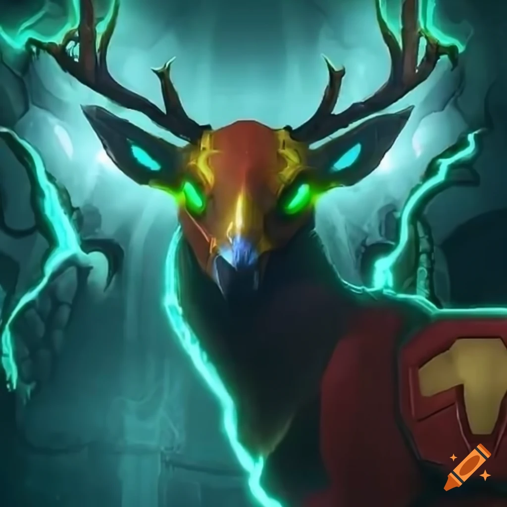 Cybernetic glowing deer in a Metroid Fusion scene on Craiyon