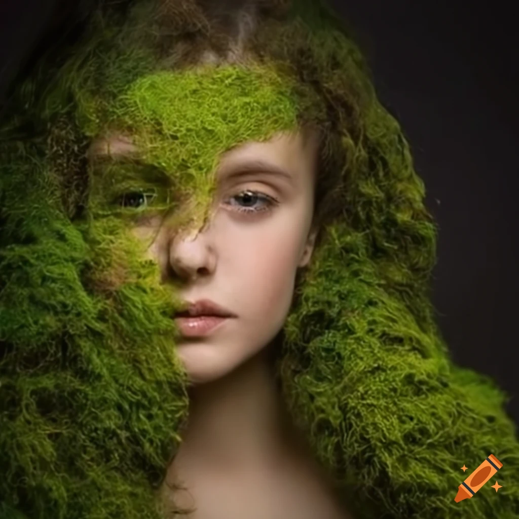 Girl with moss in her hair on Craiyon
