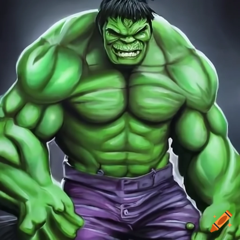 Illustration of the hulk character on Craiyon