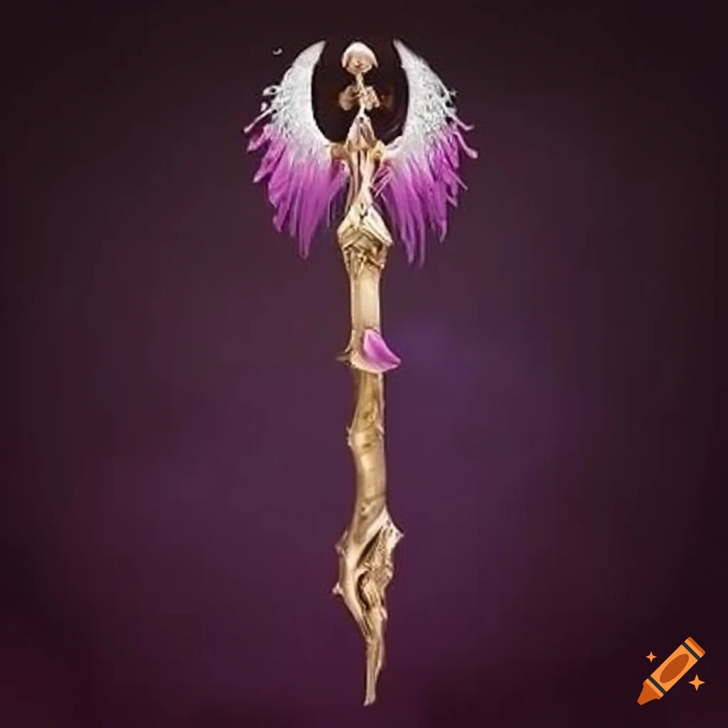 Fantasy angel holding a magic staff on Craiyon