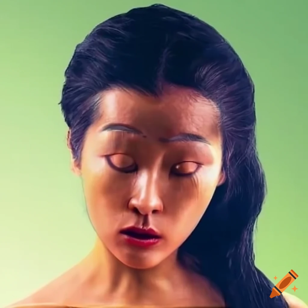 Asian kung fu woman fighter with spinning head and dizzy expression on Craiyon