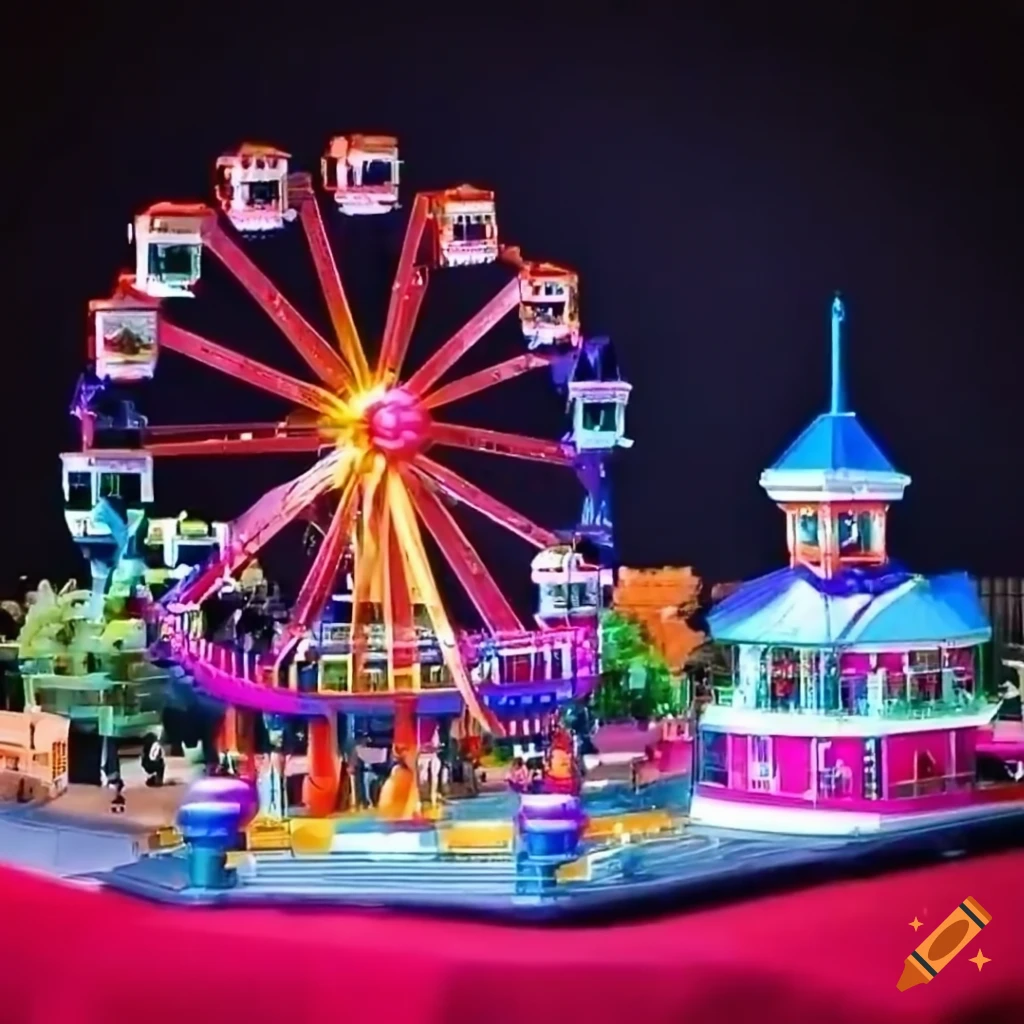 Miniature amusement park with ferris wheel in ultra detailed macro ...