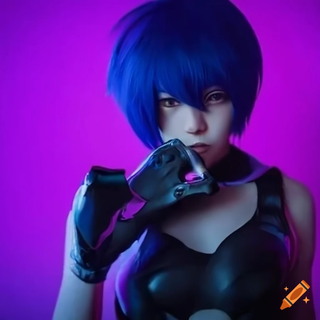 Cosplayer Dressed As Motoko Kusanagi With Cybernetic Enhancements On