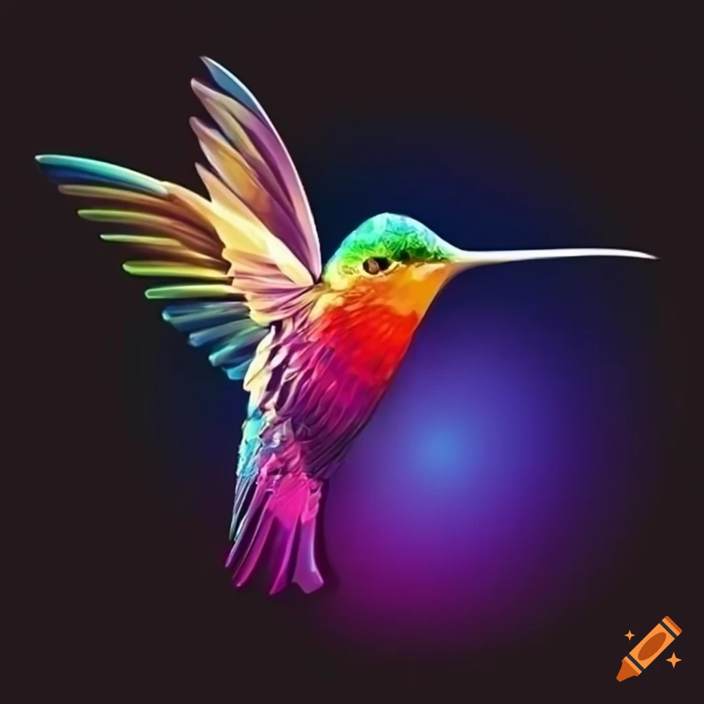 Exquisite logo design with a rainbow hummingbird taking off on Craiyon
