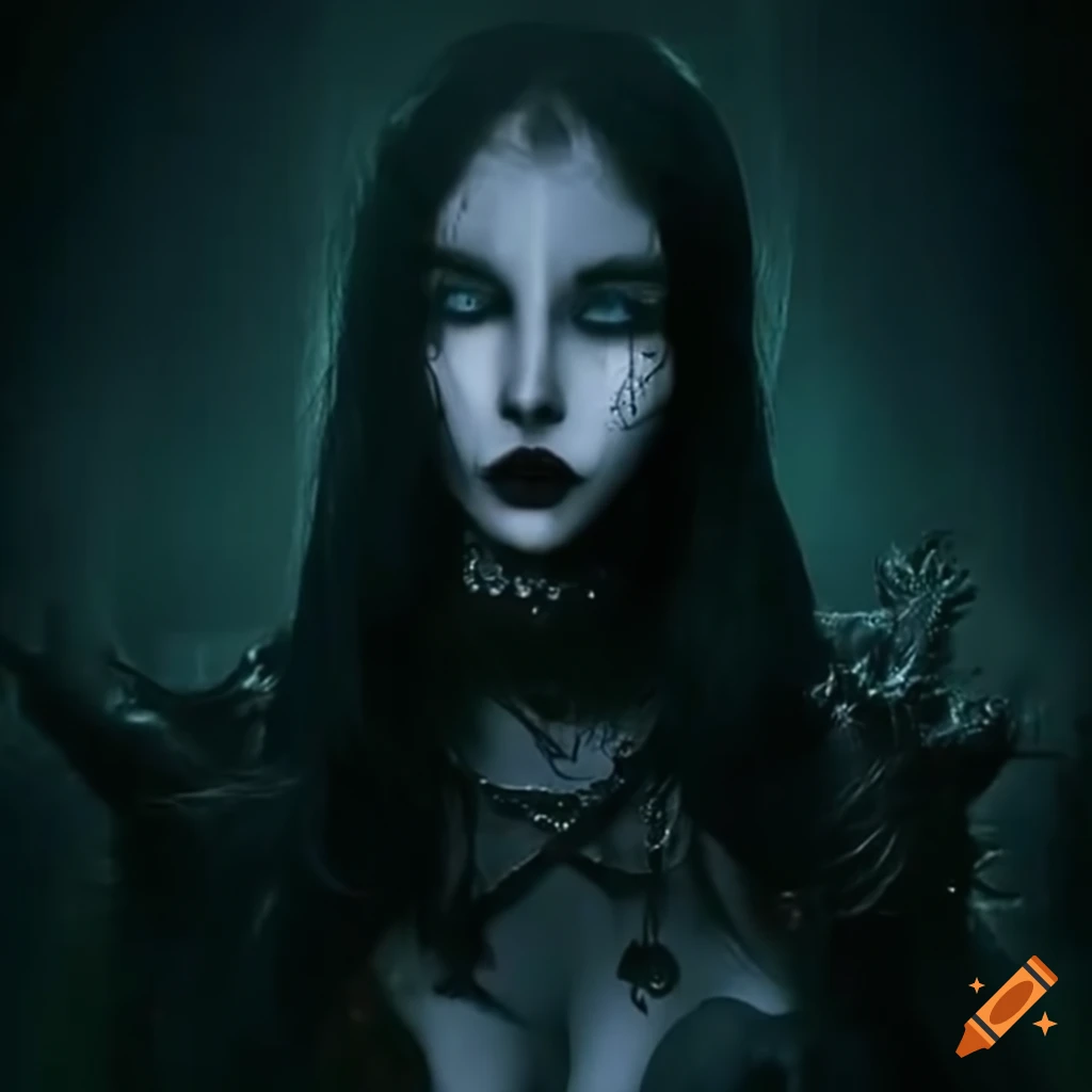 Female black metal rogue performing a forest moonlight ritual on Craiyon