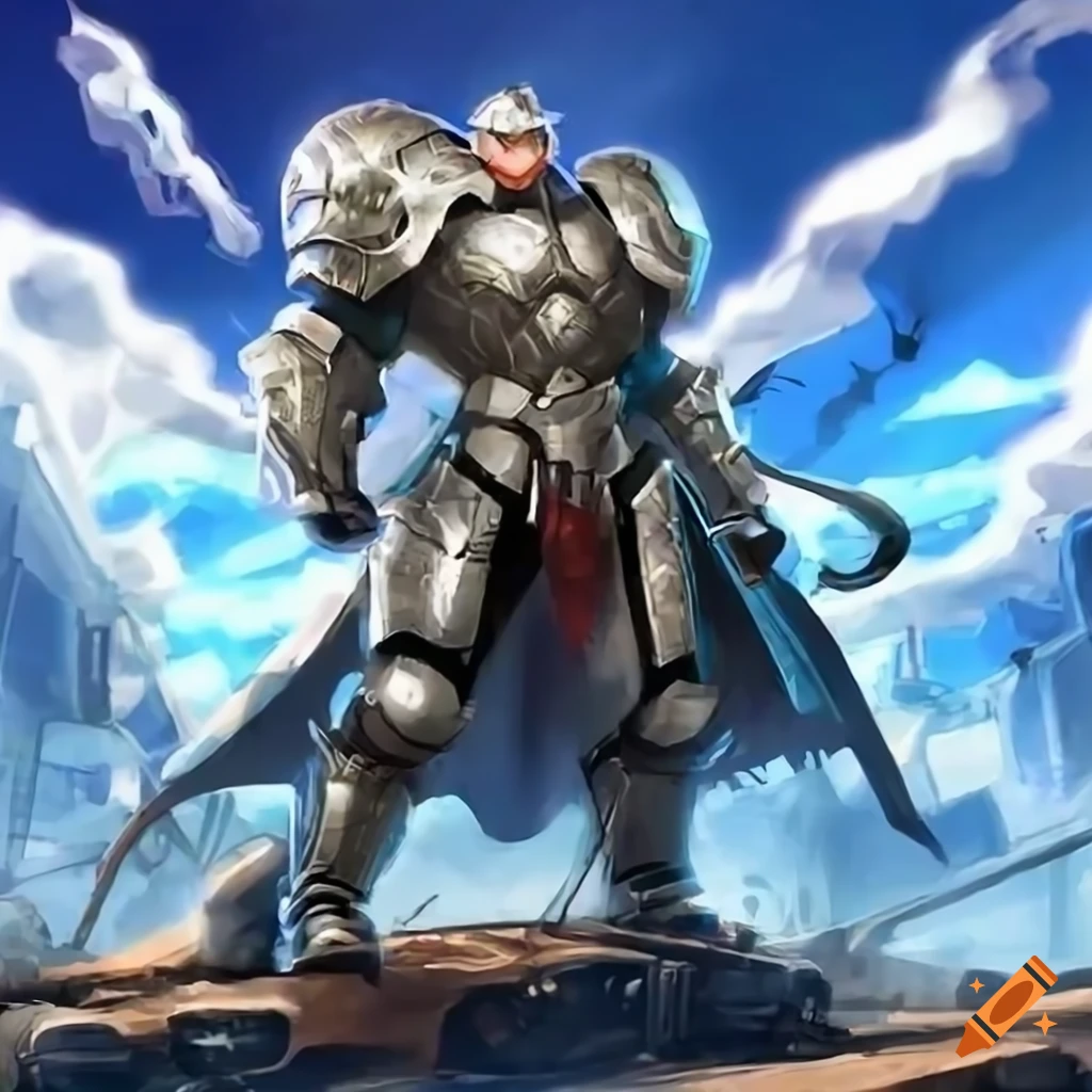 Warrior in heavy machinery themed armor with attached tires and wheels ...