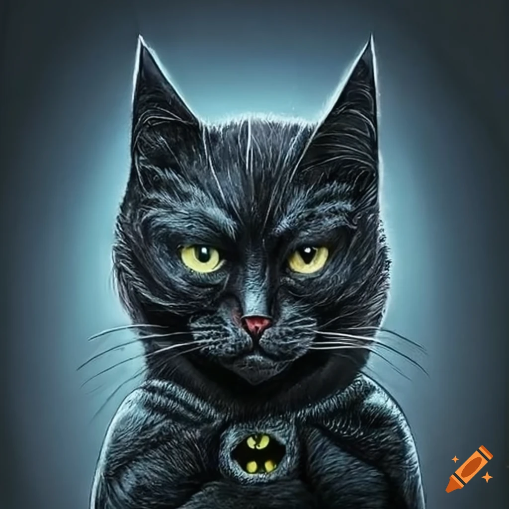 Black cat with batman on Craiyon