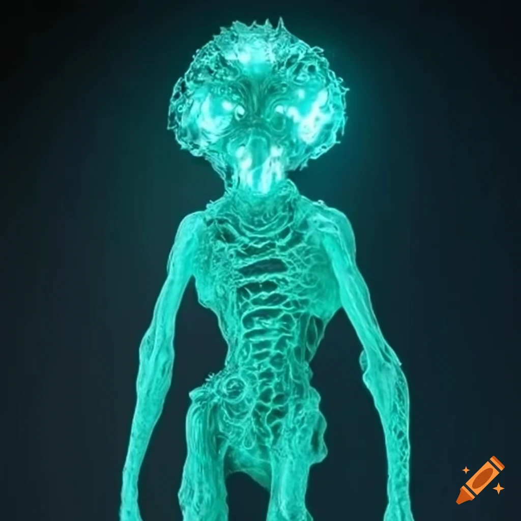 Glowing humanoid creature made of sap on Craiyon