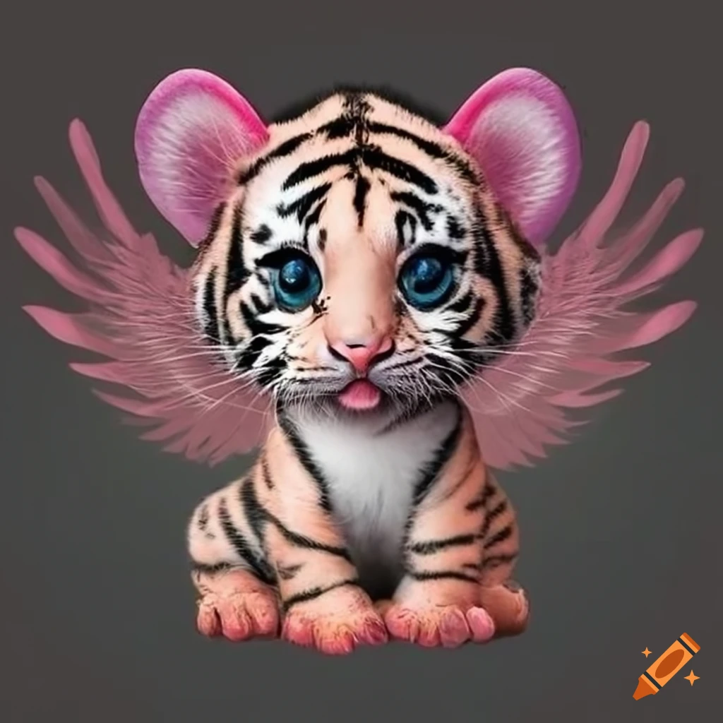 Baby tiger with pink wings on Craiyon