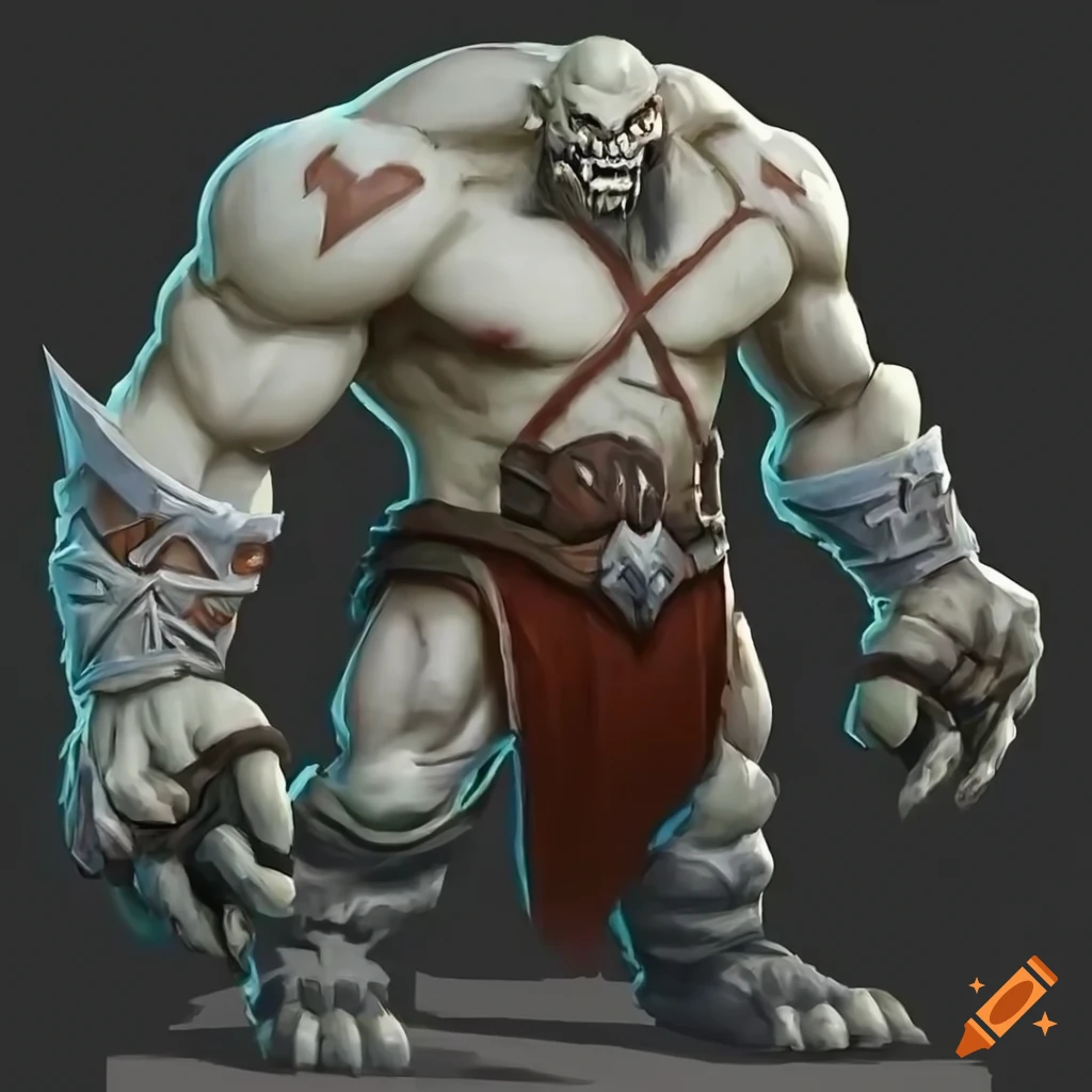 White demon orc warrior wielding a spear on Craiyon