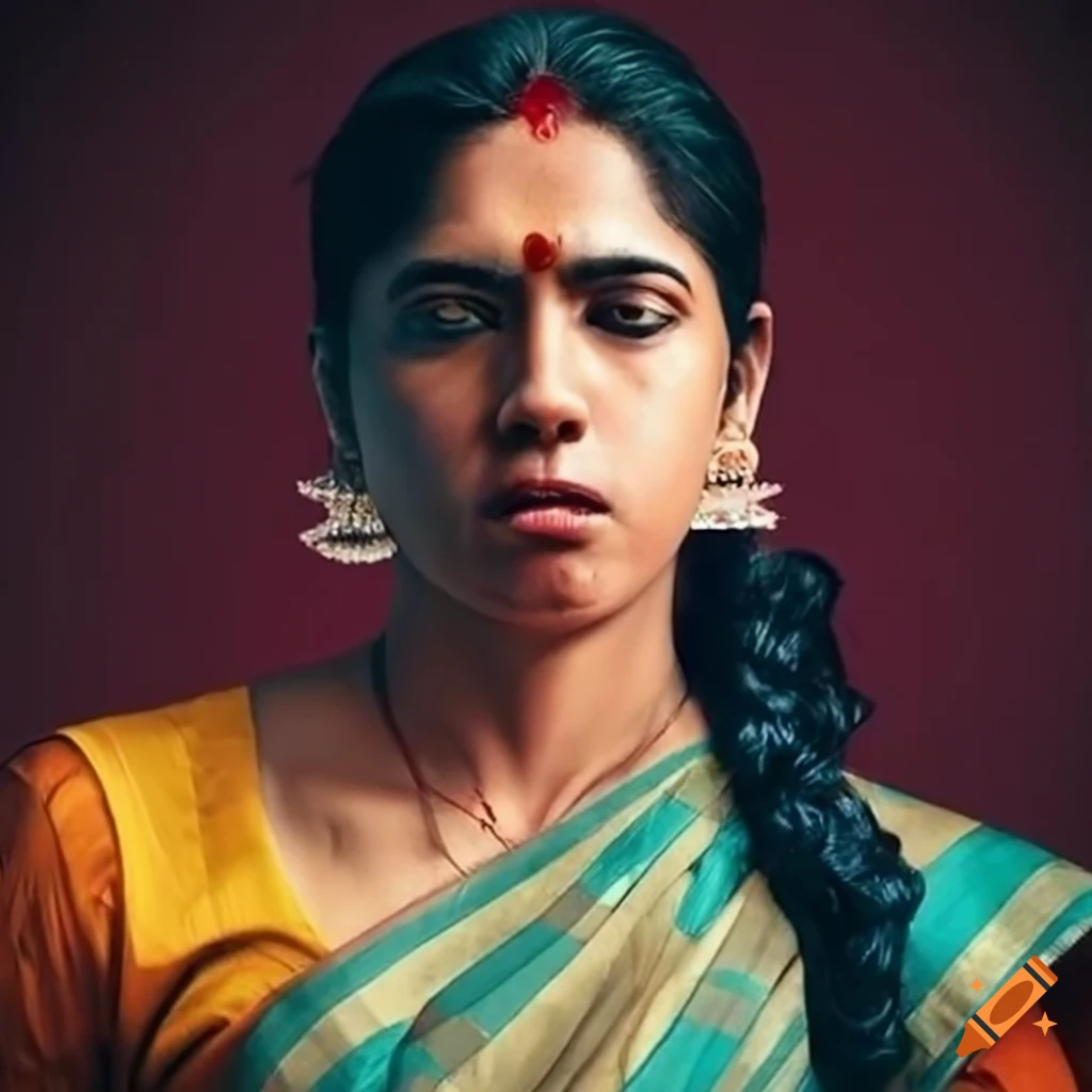 South indian natural woman fighter looking wobbly and dizzy on Craiyon